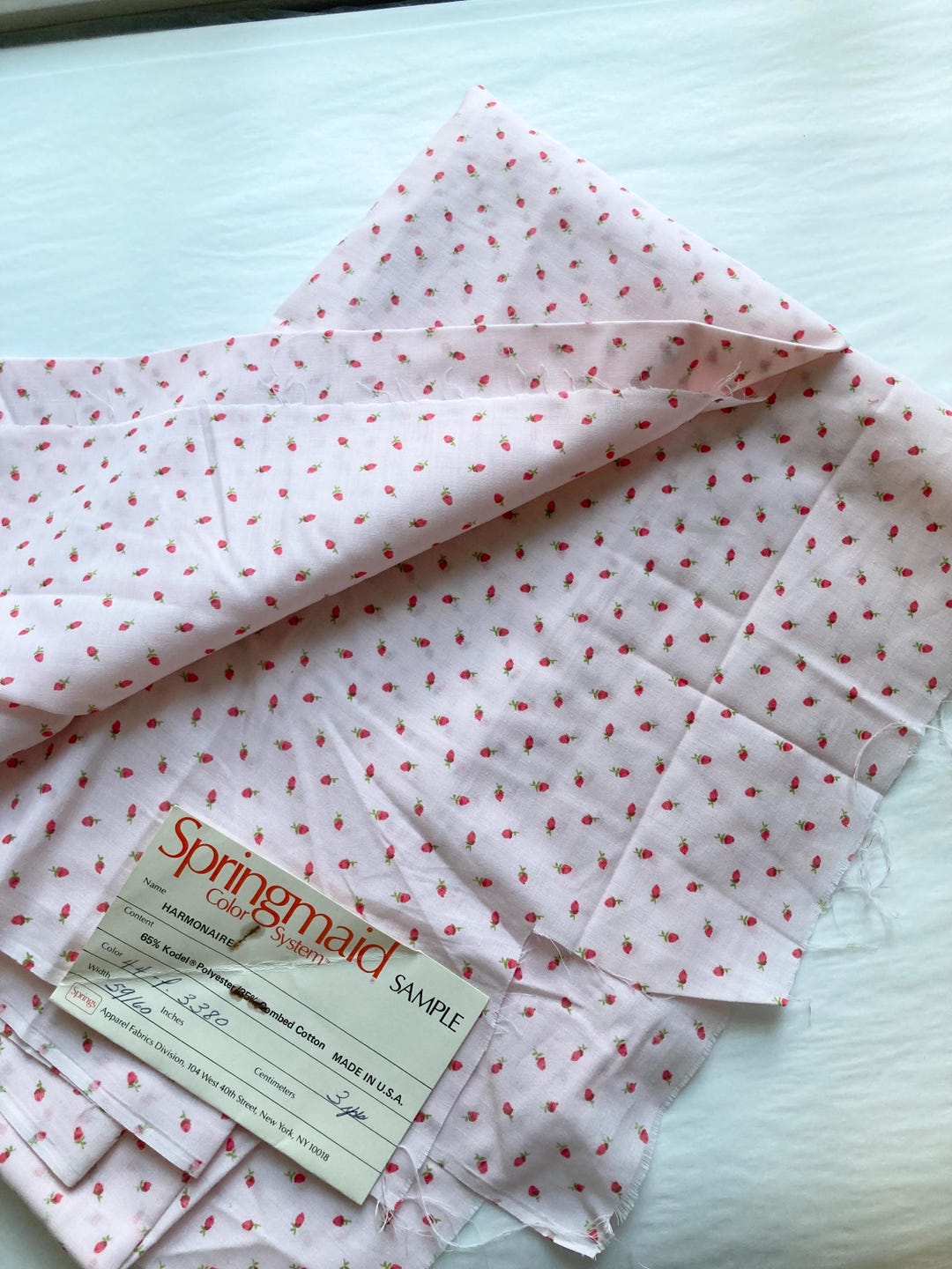Vintage Sample Yardage, Pale Pink With Pink Rosebuds - Etsy
