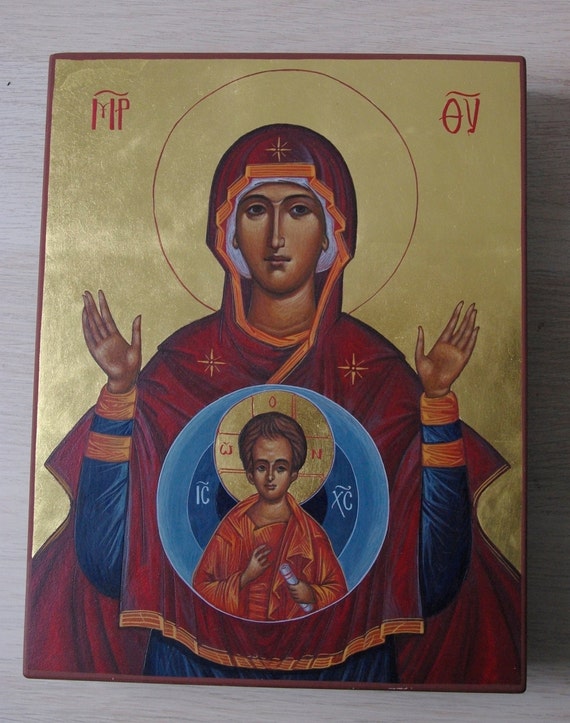 Our Lady of the Sign hand-painted artisanal religious | Etsy