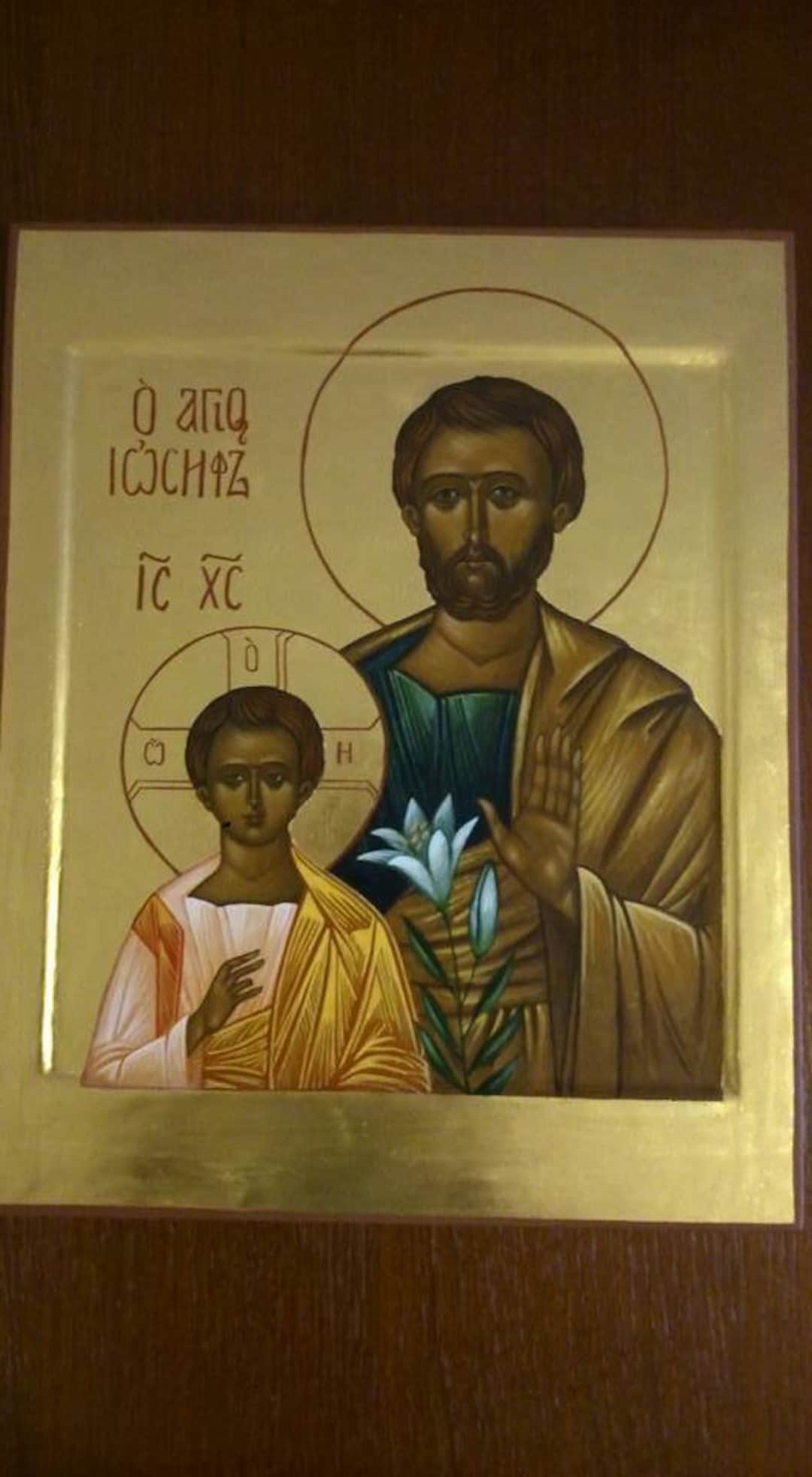 Saint Josef With Jesus - Handpainted Religious Orthodox Icon ...