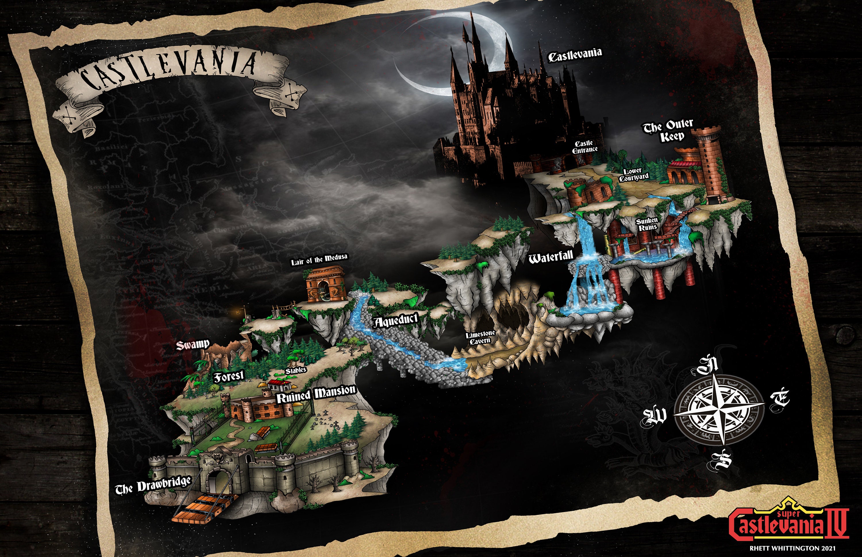 Mapa del mundo de Super Castlevania 4 - Etsy España