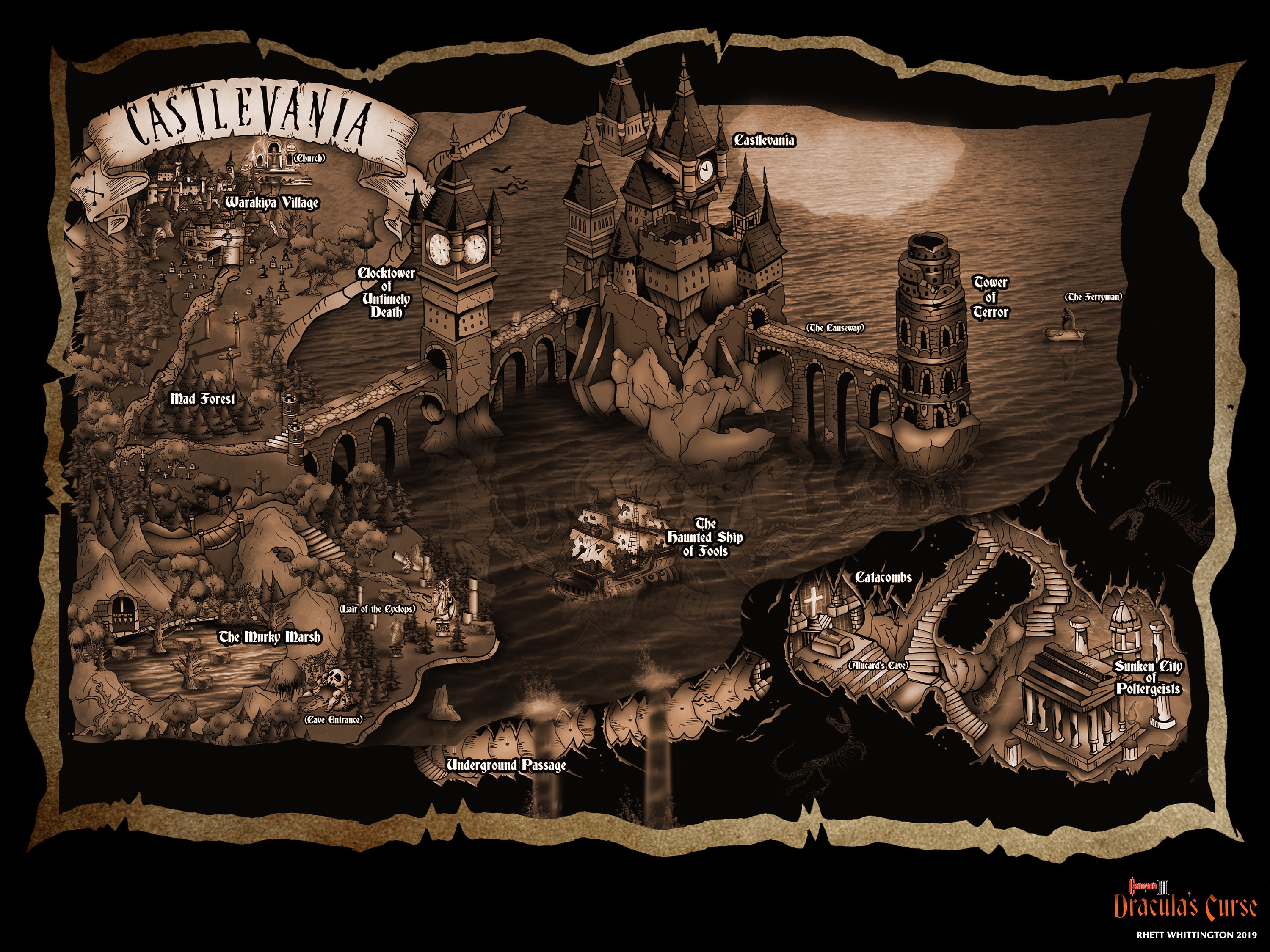Castlevania 3 Dracula's Curse World Map - Etsy
