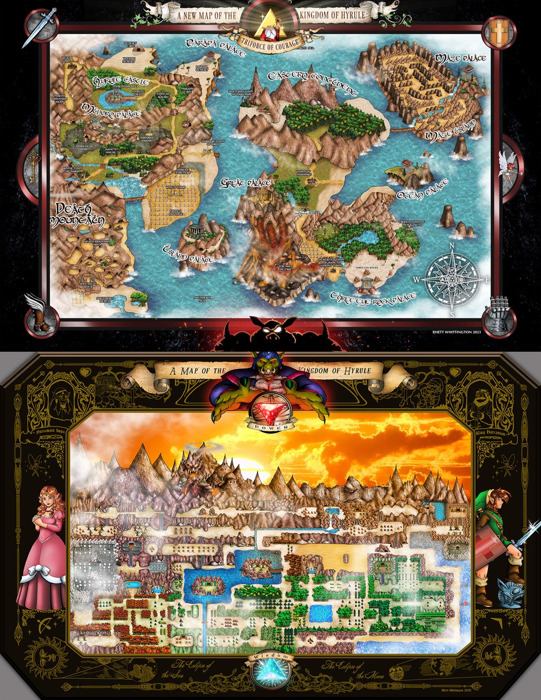 NES Legend of Zelda Games Hyrule Map 2 Pack - Etsy