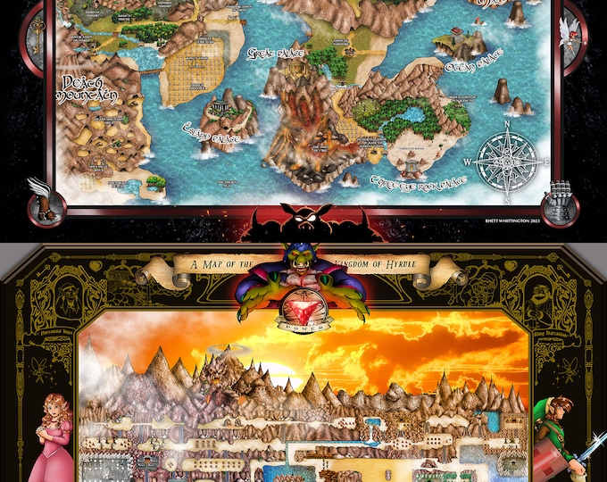 NES Legend of Zelda Games Hyrule Map 2 Pack - Etsy