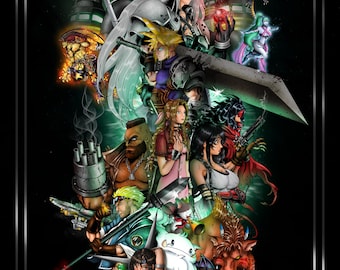 CC FF7 VII Cast V2 Premium Poster vectorized Design - Etsy