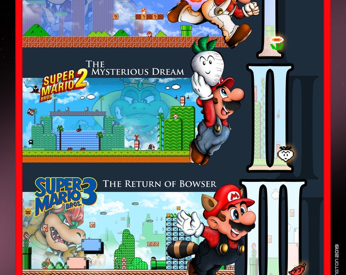 Mario 1 2 & 3 Poster - Etsy
