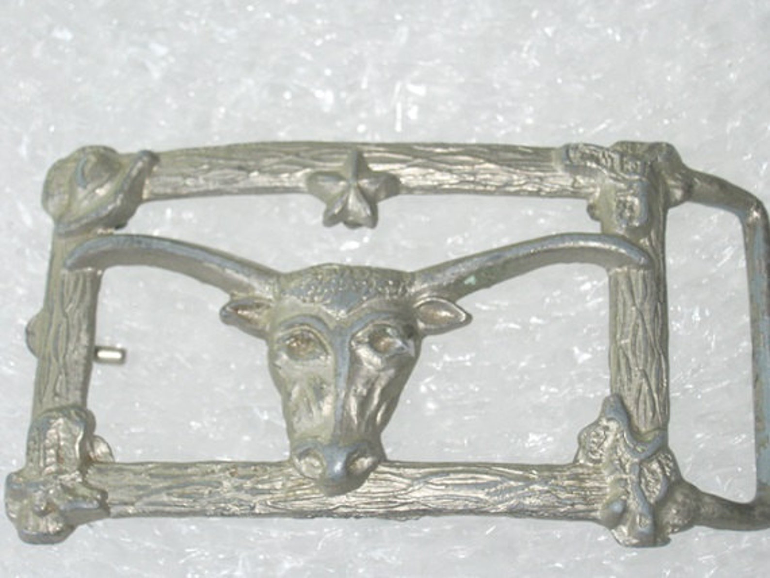 Very Old Longhorn Steer Belt Buckle Rustic Nickle Look Worn | Etsy