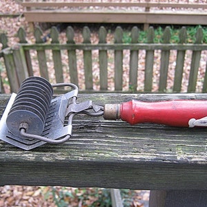 Red Handled Kitchen Utensil Cutter Slicer Vintage Kitchen - Etsy