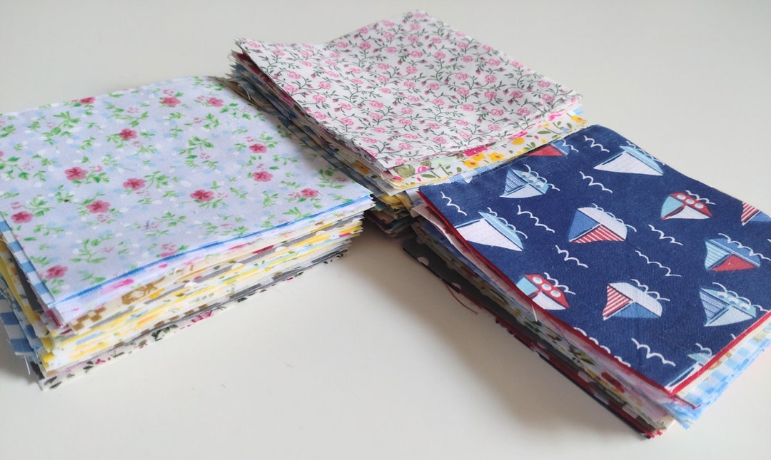 200 X 4" Inch Squares Random Assorted Colours Cotton Fabric Patchwork ...