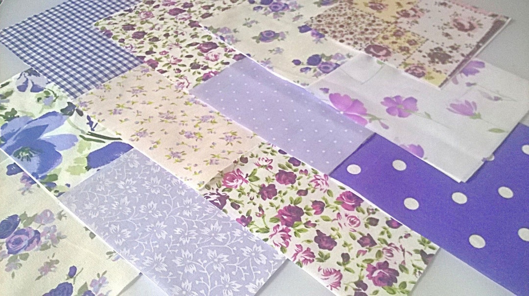 30 X Luscious Lilac 5 Inch Fabric Patchwork Squares Pieces Charm Pack ...