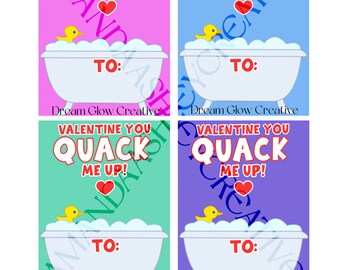 Valentine You QUACK Me Up Rubber Duck Photo Printable Valentine Cards ...