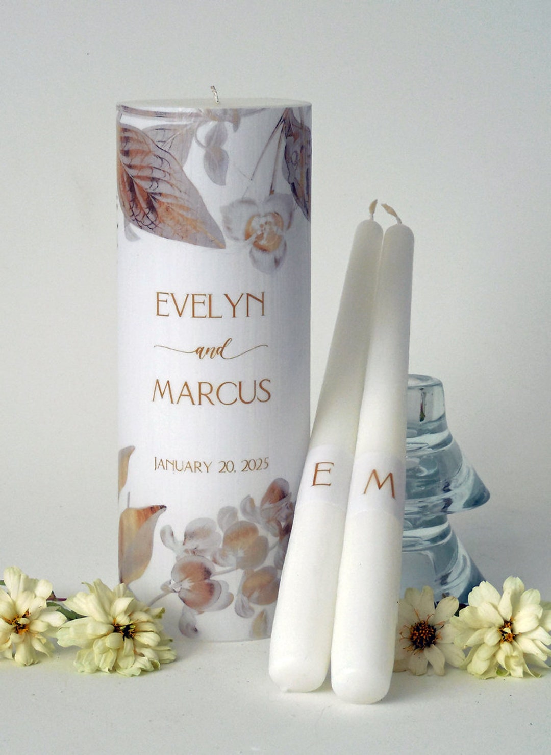 Boho Gold Leaf Wedding Unity Candles - Etsy