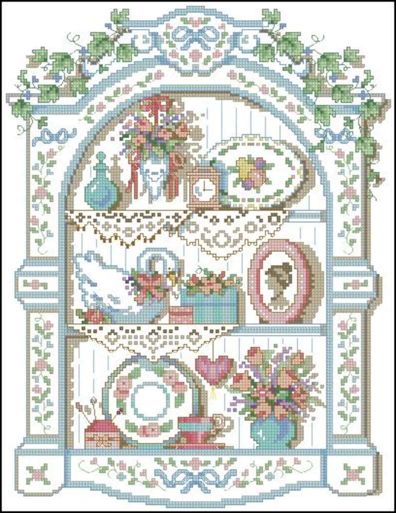 Victorian Kitchen Shelf Cross Stitch Chart PDF Digital Pattern - Etsy
