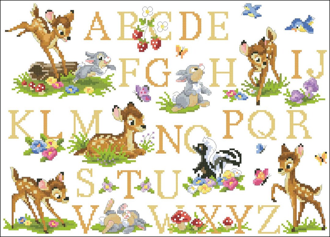 Bambi Alphabet Sampler Cross Stitch Pattern PDF Digital Pattern - Etsy