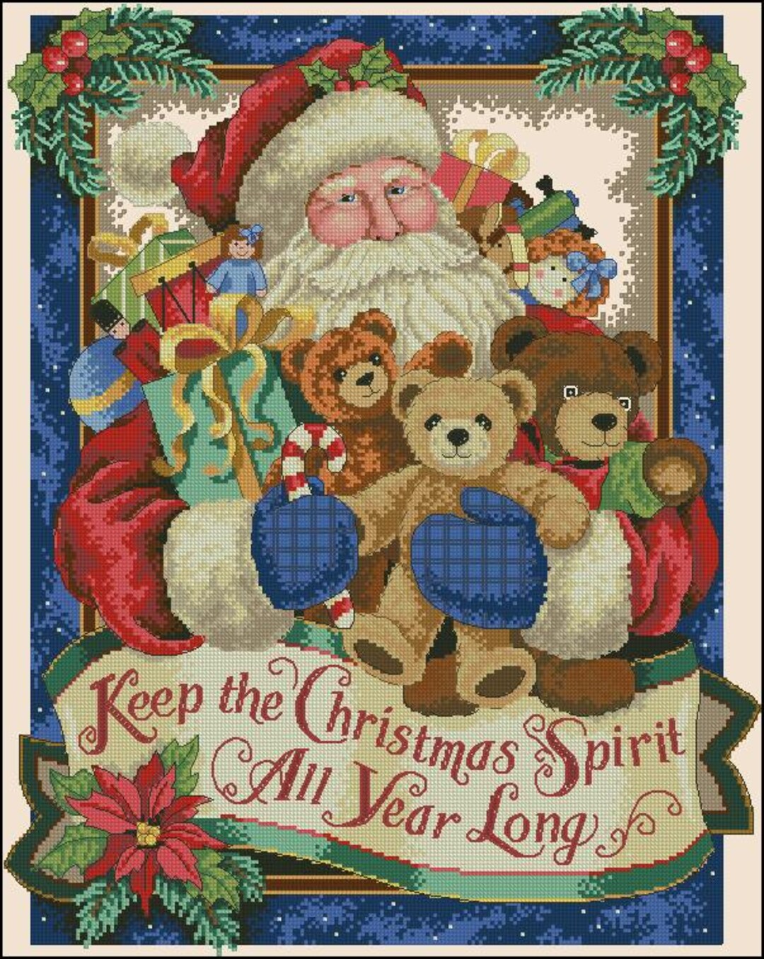 Christmas Bearing Gift Cross Stitch Chart PDF Digital Pattern - Etsy