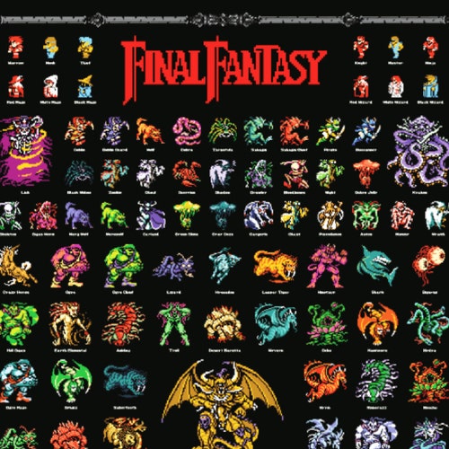 Final Fantasy 1 Retro NES Style Poster 4 Fiends Chaos Monsters - Etsy