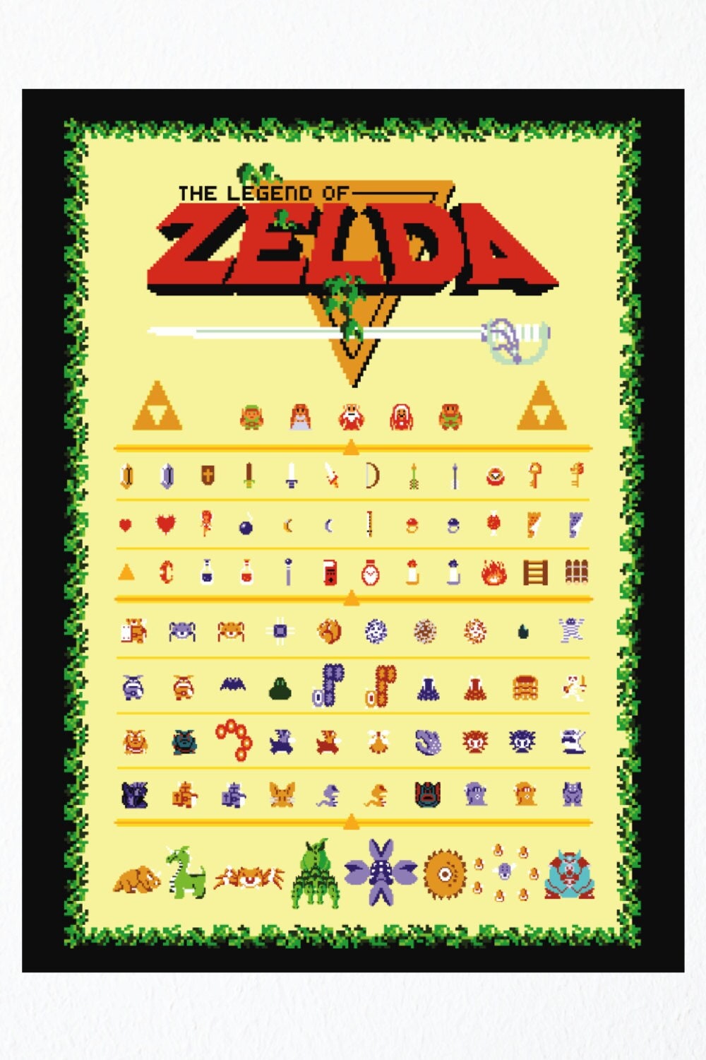 The Legend of Zelda Retro Style Poster - NES Link and Zelda + More ...