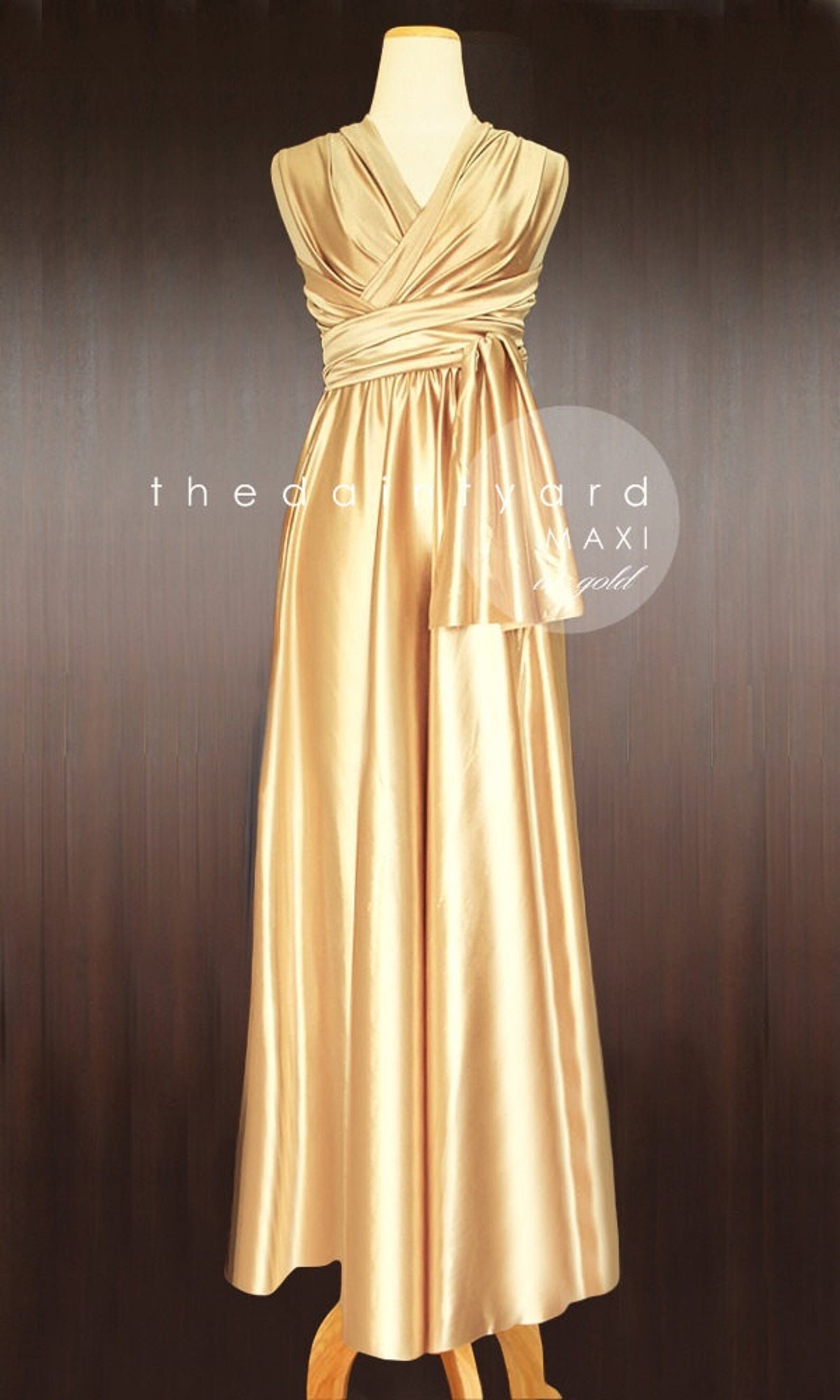 TDY Gold Maxi or Short Infinity Dress Convertible Dress - Etsy