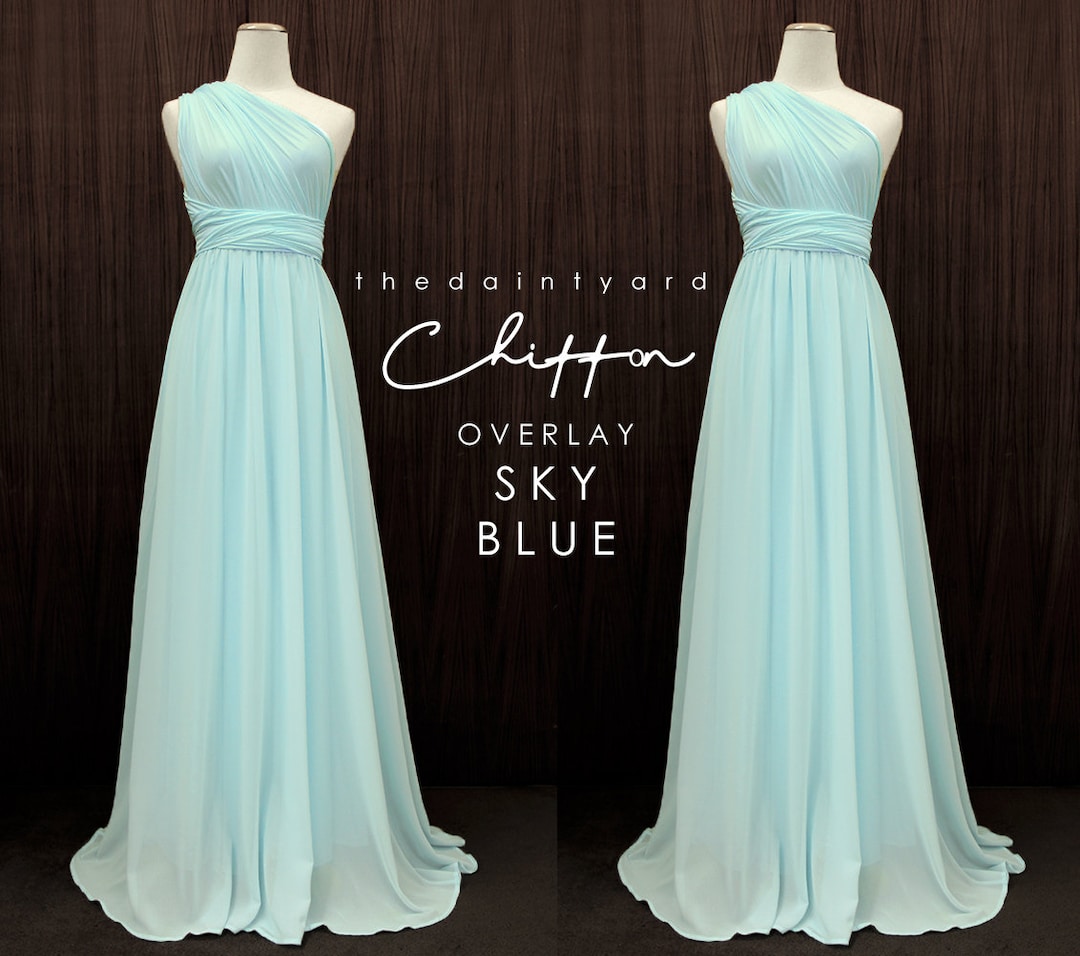 TDY Sky Blue Chiffon Overlay Skirt for Maxi Long Convertible Dress ...