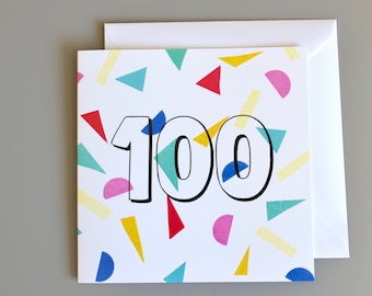 Printable 100th Birthday Card Congratulations One Hundred Balloon ...
