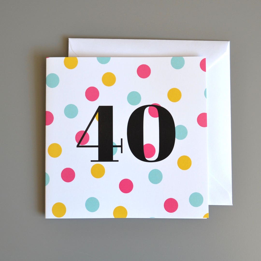 Colourful 40th Birthday Card - Etsy
