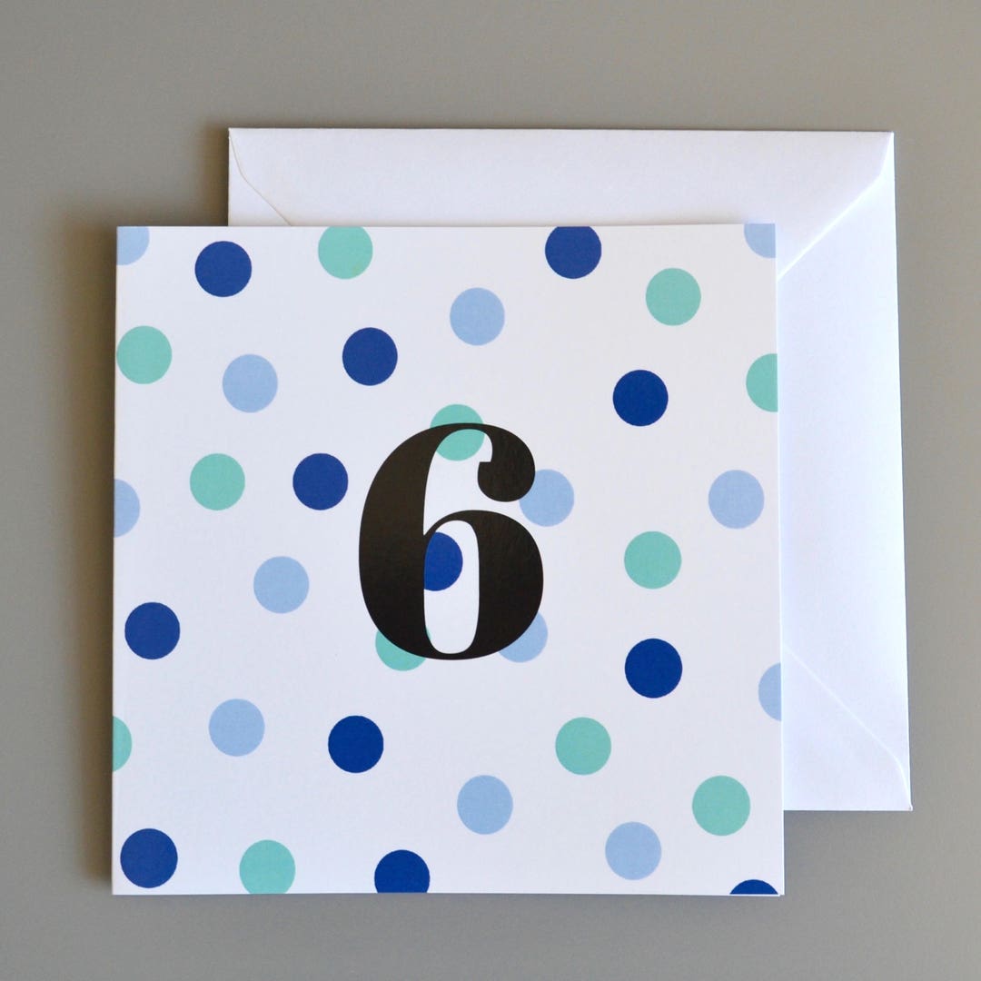 Blue 6th Birthday Card - Etsy