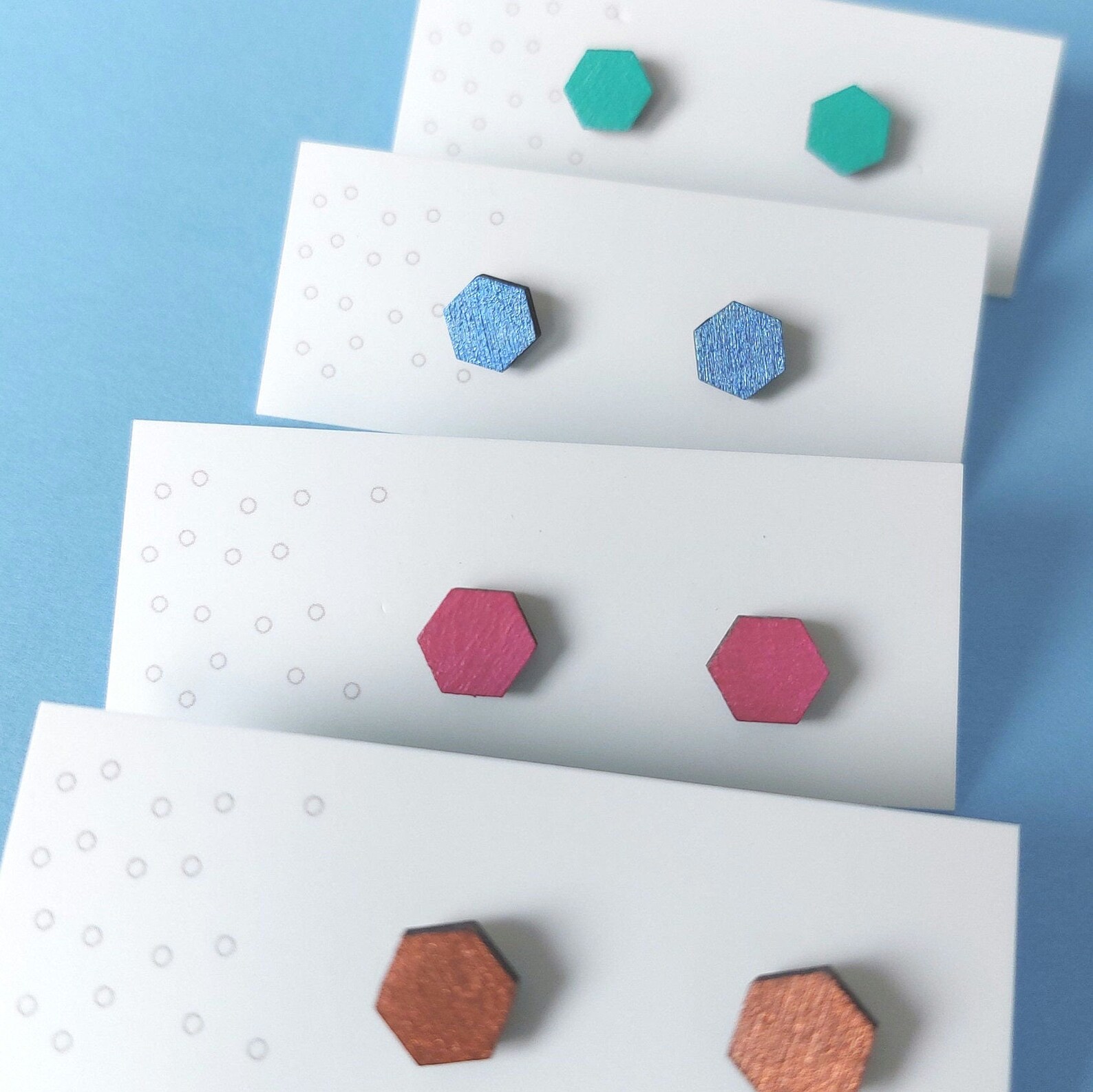 Mini Colourful Hexagon Studs - Etsy