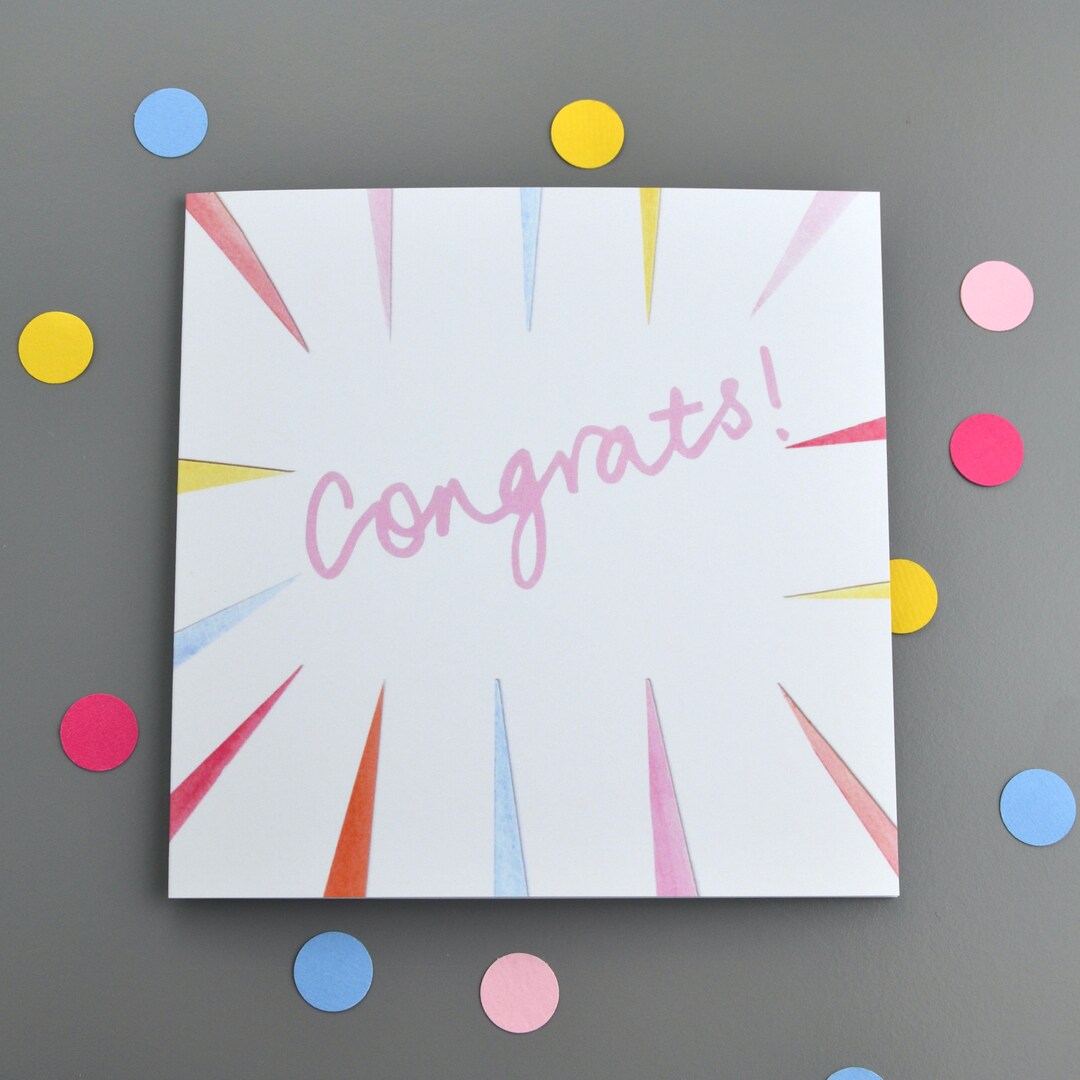 Congrats! Colourful Congratulations Card - Etsy UK