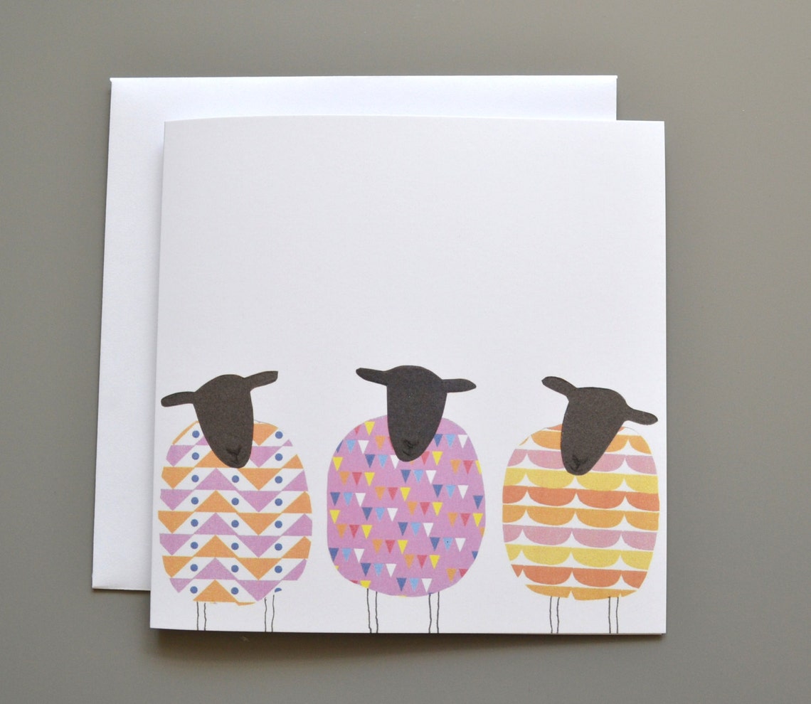 Three 3 Sheep Card - Etsy