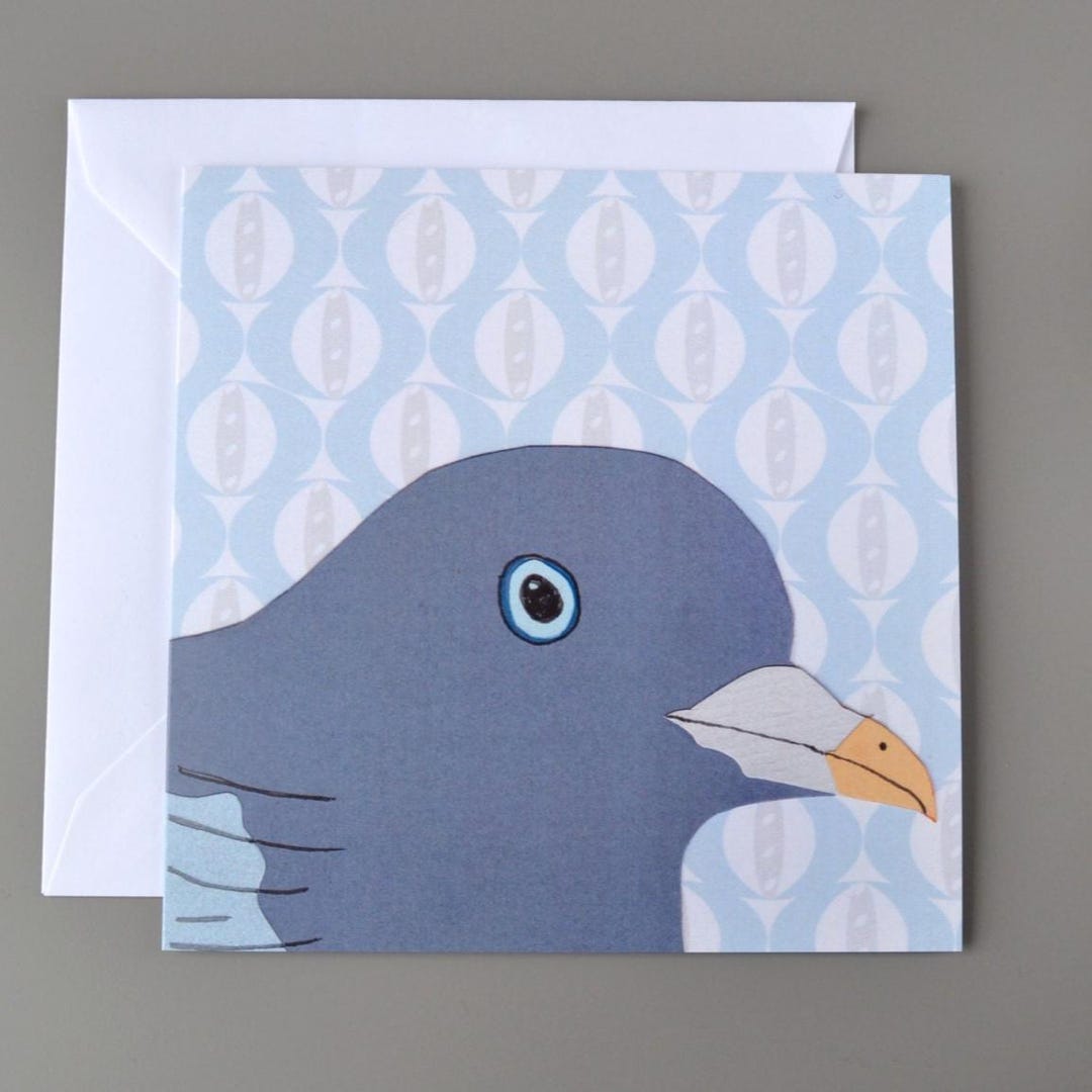 Handmade Pigeon Card: Paper Collage Bird Art - Etsy
