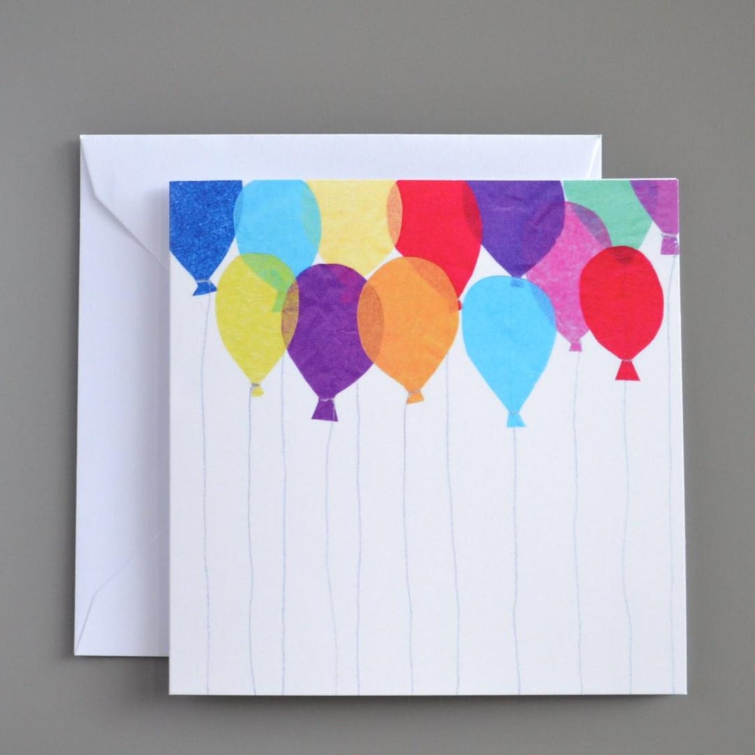 Colourful Party Balloons Card - Etsy