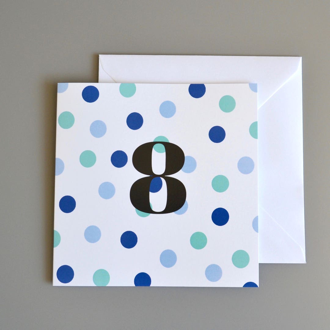 8th Birthday Card With Dot Pattern - Etsy