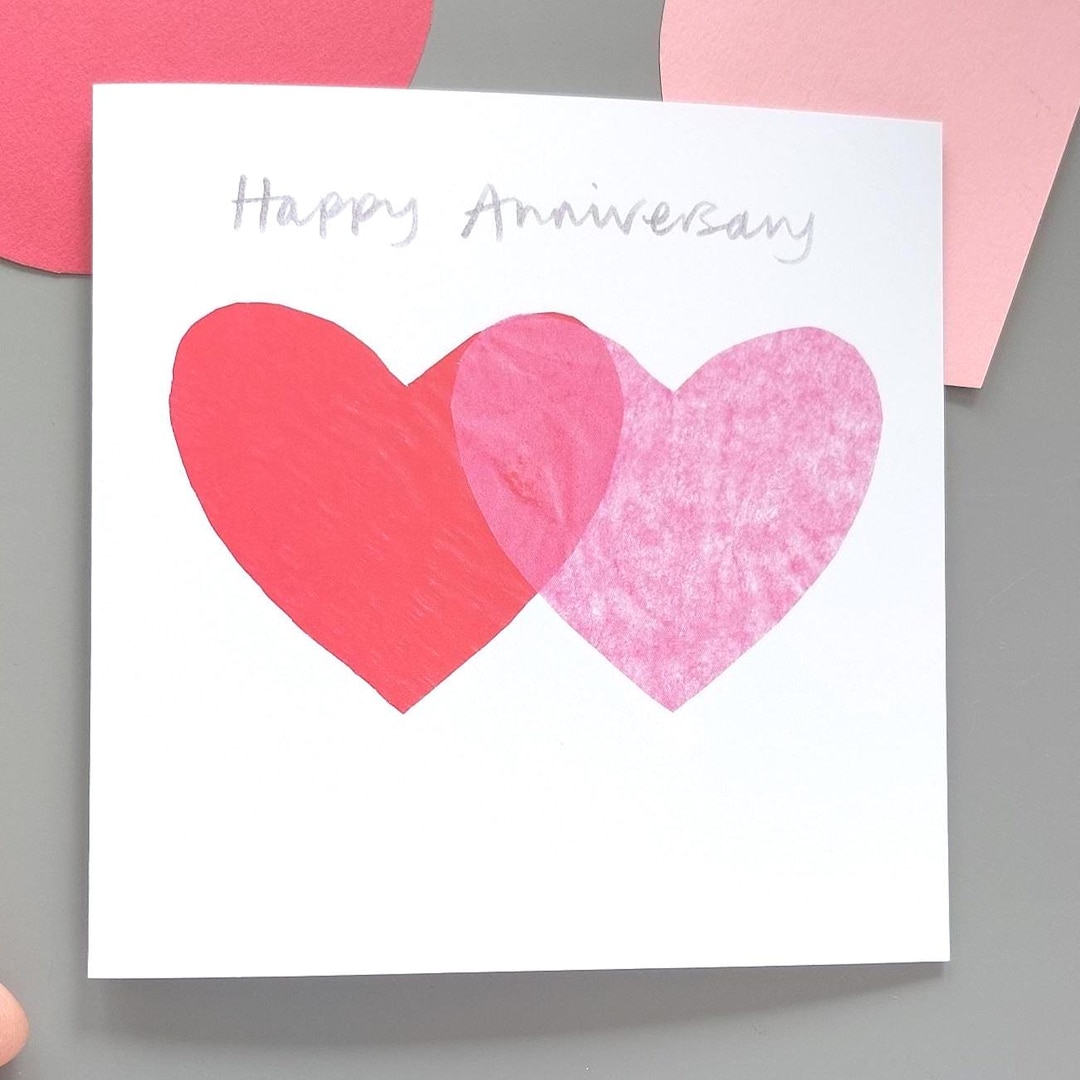 Happy Anniversary Hearts Card - Etsy