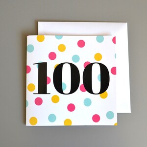 100th Birthday Card With Pink Polka Dots - Etsy