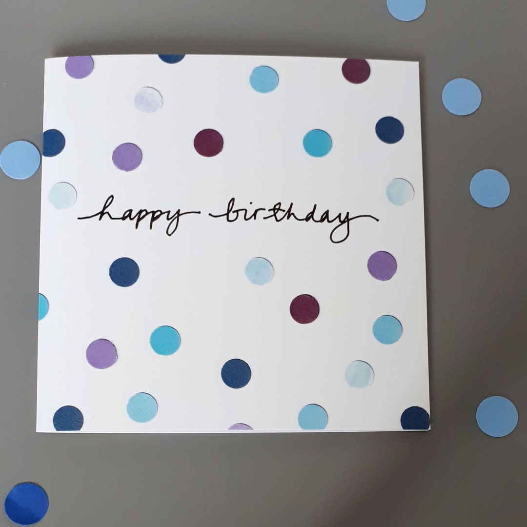 Birthday Card With Blue Spots - Etsy