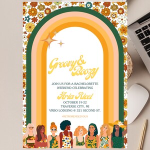 Groovy and Boozy Retro Bachelorette Invite and Itinerary - Etsy