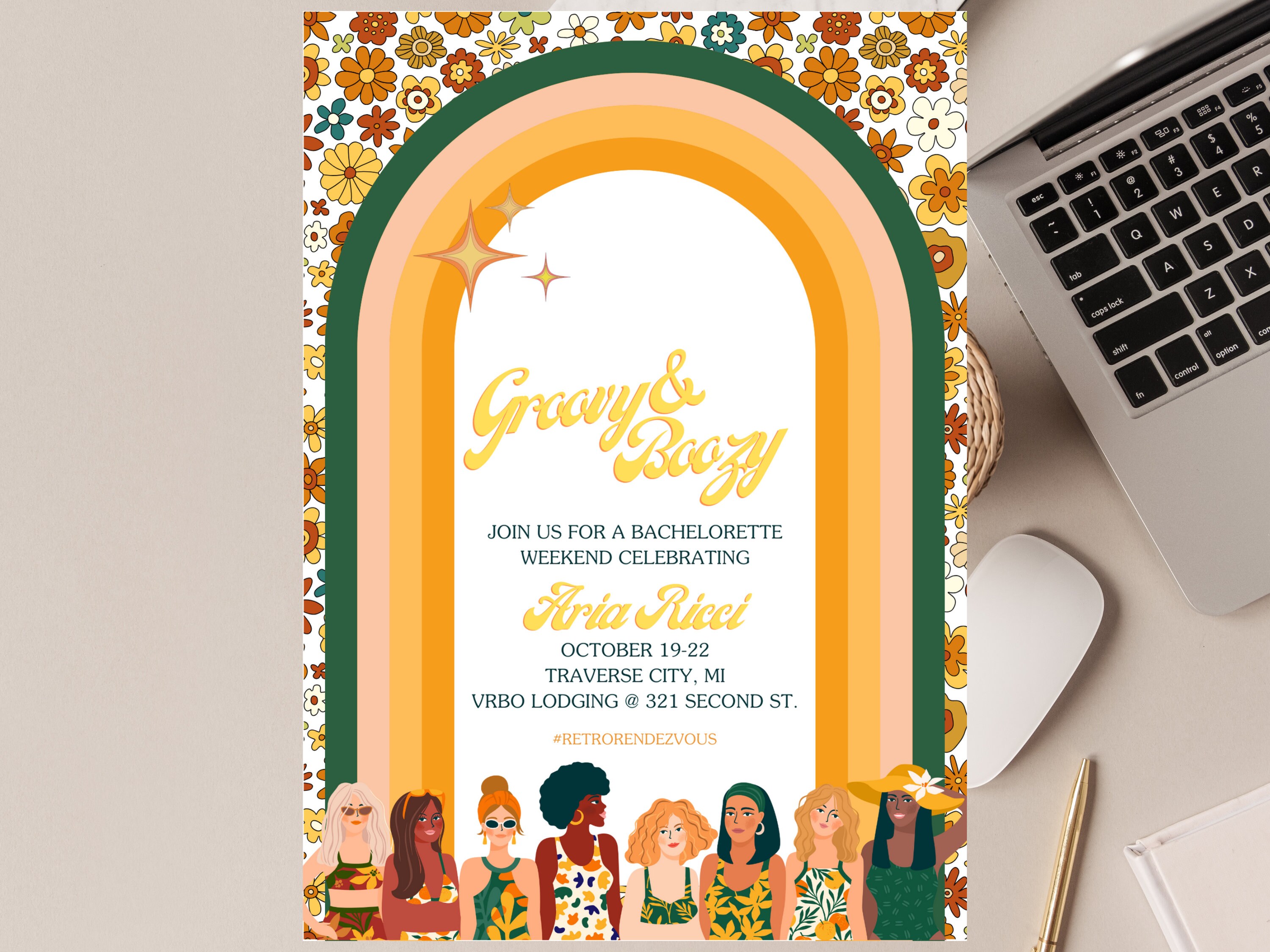 Groovy and Boozy Retro Bachelorette Invite and Itinerary - Etsy