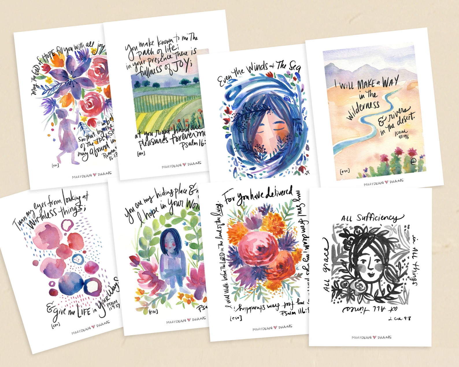 PRINTED & MAILED Hand-lettered Watercolor - Etsy