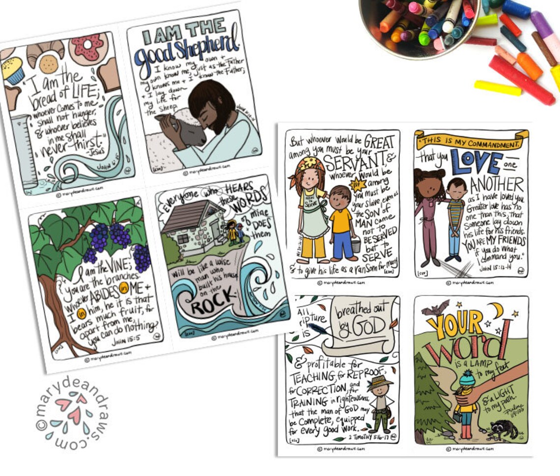 Printable Hand-drawn Big TRUTHS for Little Hearts #2 Bible Verse Cards ...