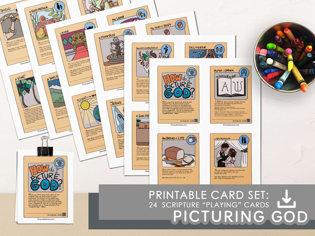Printable Bible Verse "playing" Card Set of 24 Cards: PICTURING GOD - Etsy