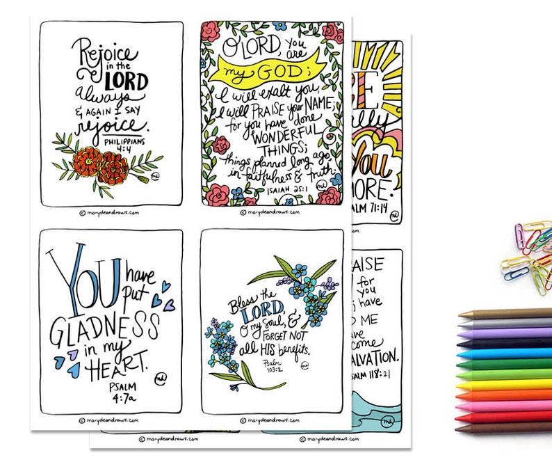 PRINTABLE Hand-drawn PRAISE Scripture Card Bible Verse Set With 8 ...