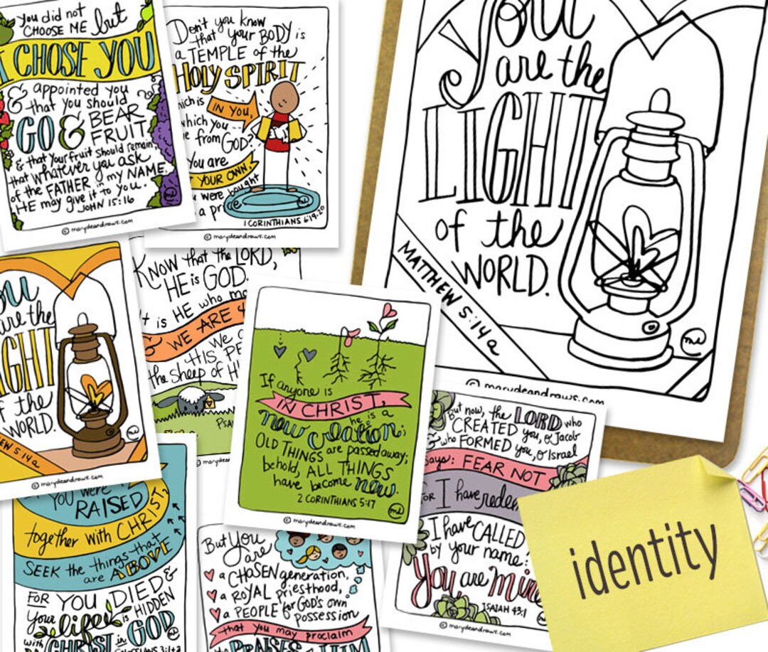 Printable Hand-drawn IDENTITY Scripture Memory Bible Verse Cards With ...