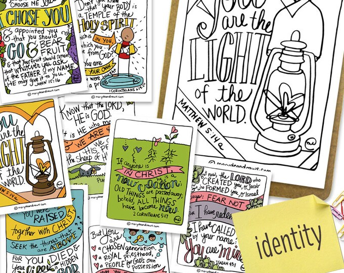 Printable Hand-drawn IDENTITY Scripture Memory Bible Verse Cards With ...