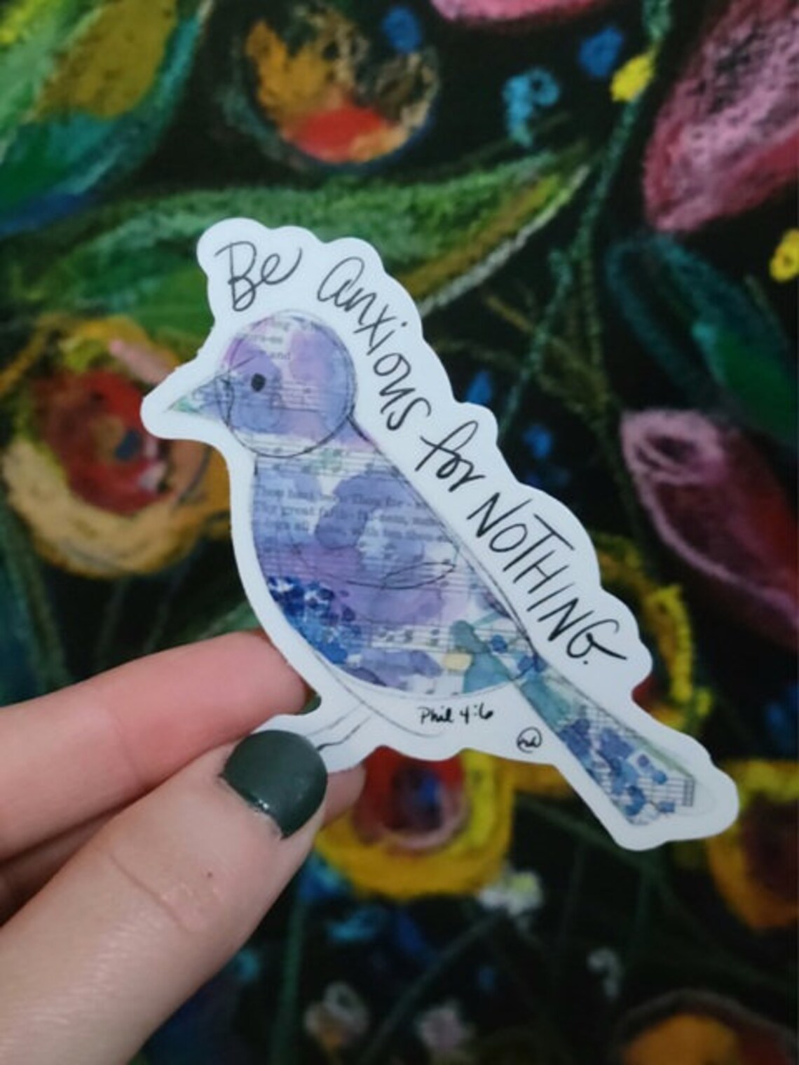 Bible Verse Sticker "anxious for Nothing" Vinyl Encouraging Bird ...