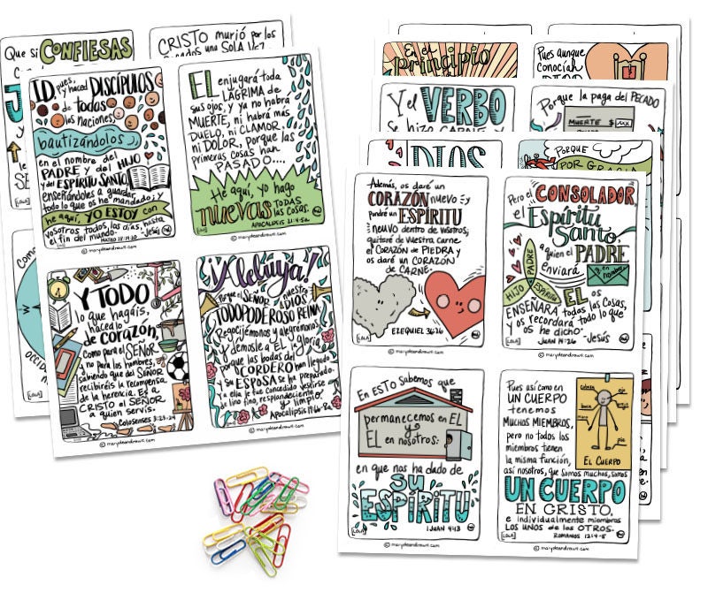 SPANISH Good News Story Bible Verse Cards Coloring Pages | Etsy