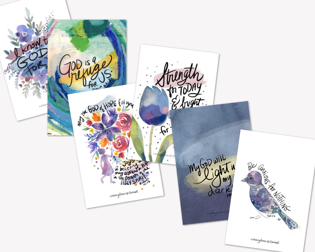 Set of Six 4x6" Bible Verse Postcards | "hope & Refuge" - Etsy