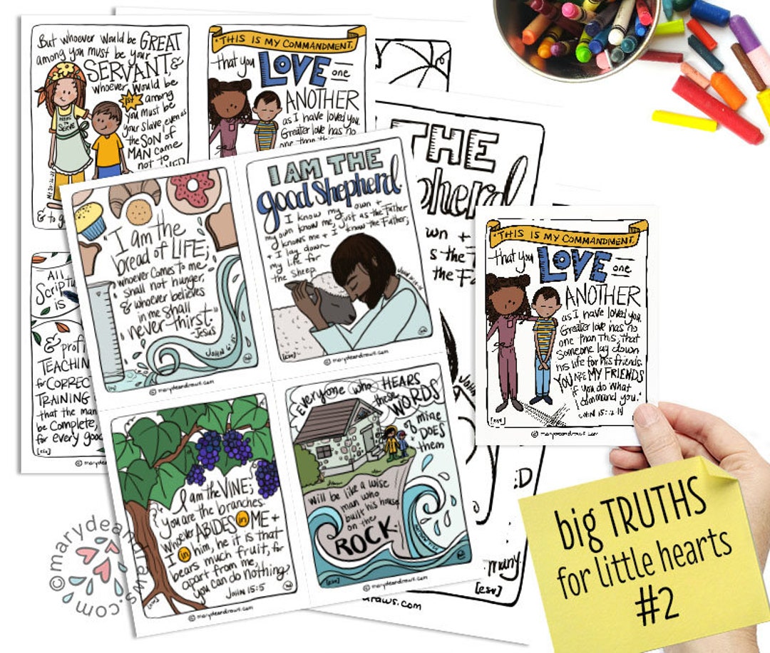 Printable Hand-drawn Big TRUTHS for Little Hearts #2 Bible Verse Cards ...