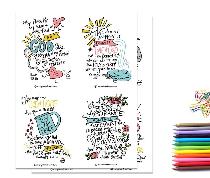 PRINTABLE DIGITAL DOWNLOAD Hope Scripture & Hymn Card Set of 8 With 4 ...
