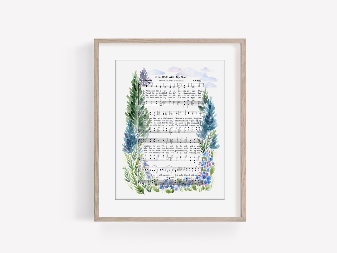 Watercolor Hymn Art Print “it is Well” Forest Landscape - Etsy