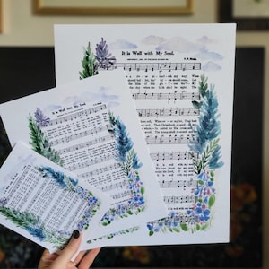 Watercolor Hymn Art Print “it is Well” Forest Landscape - Etsy