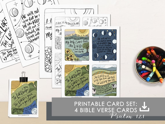 Printable Hand-drawn PSALM 121 Scripture Memory Bible Verse - Etsy